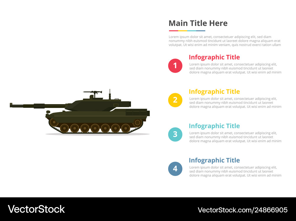 Main tank battle infographics template with 4 Vector Image