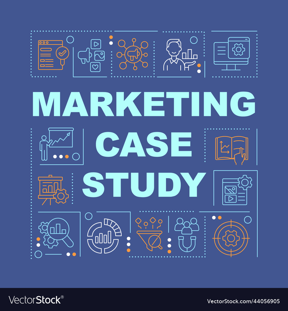 Marketing case study word concepts dark blue Vector Image