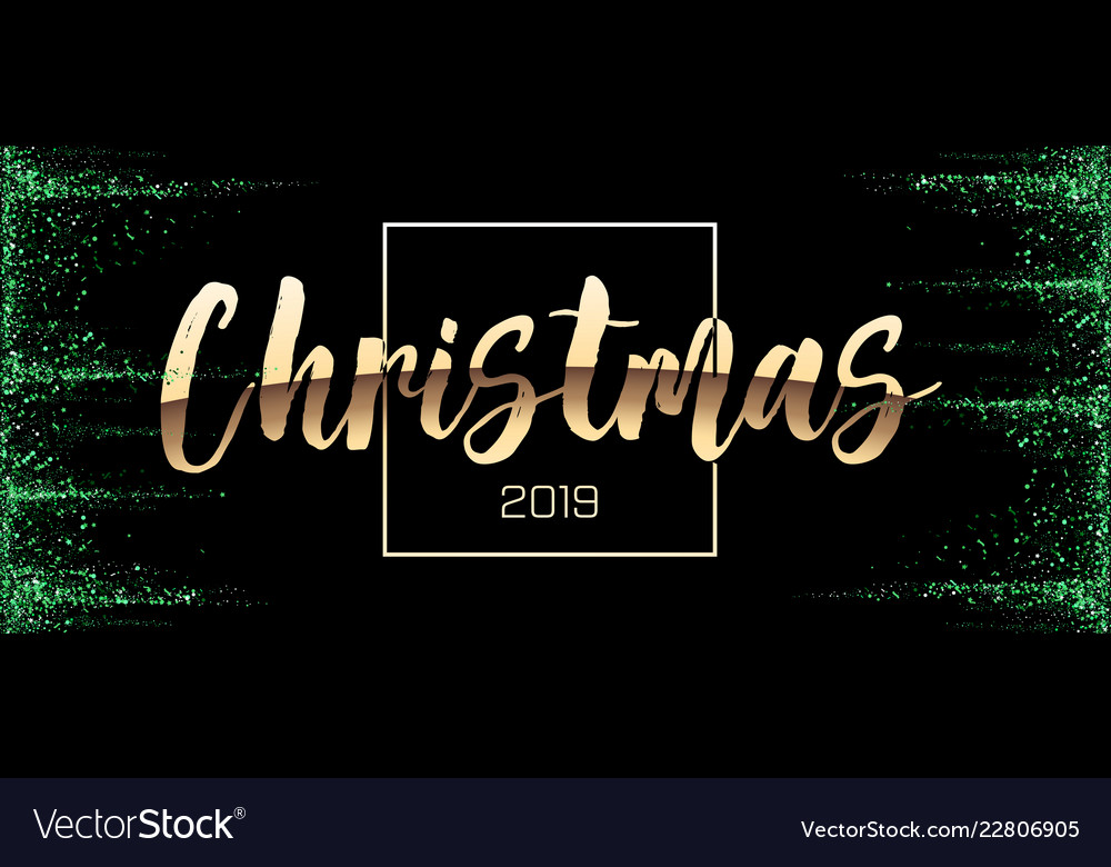 Merry christmas gold glitter lettering design Vector Image