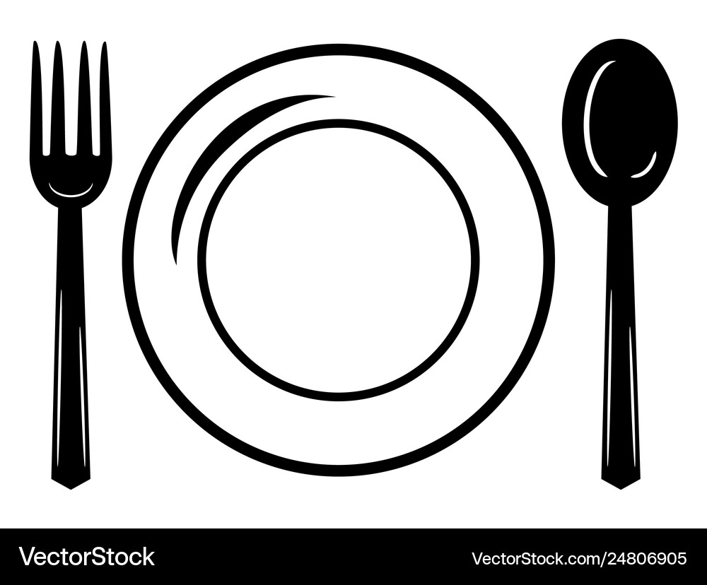 Plate with spoon and fork icon isolated sign Vector Image