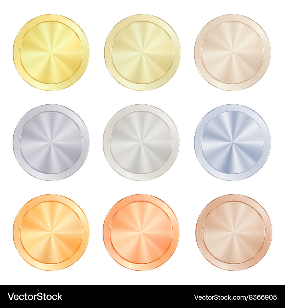 Polished Metal Circles - Diverse Finishes Vector Image