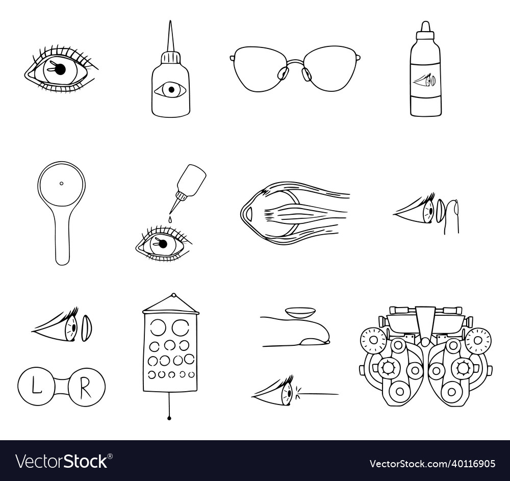 Set optometry elements isolated on white Vector Image