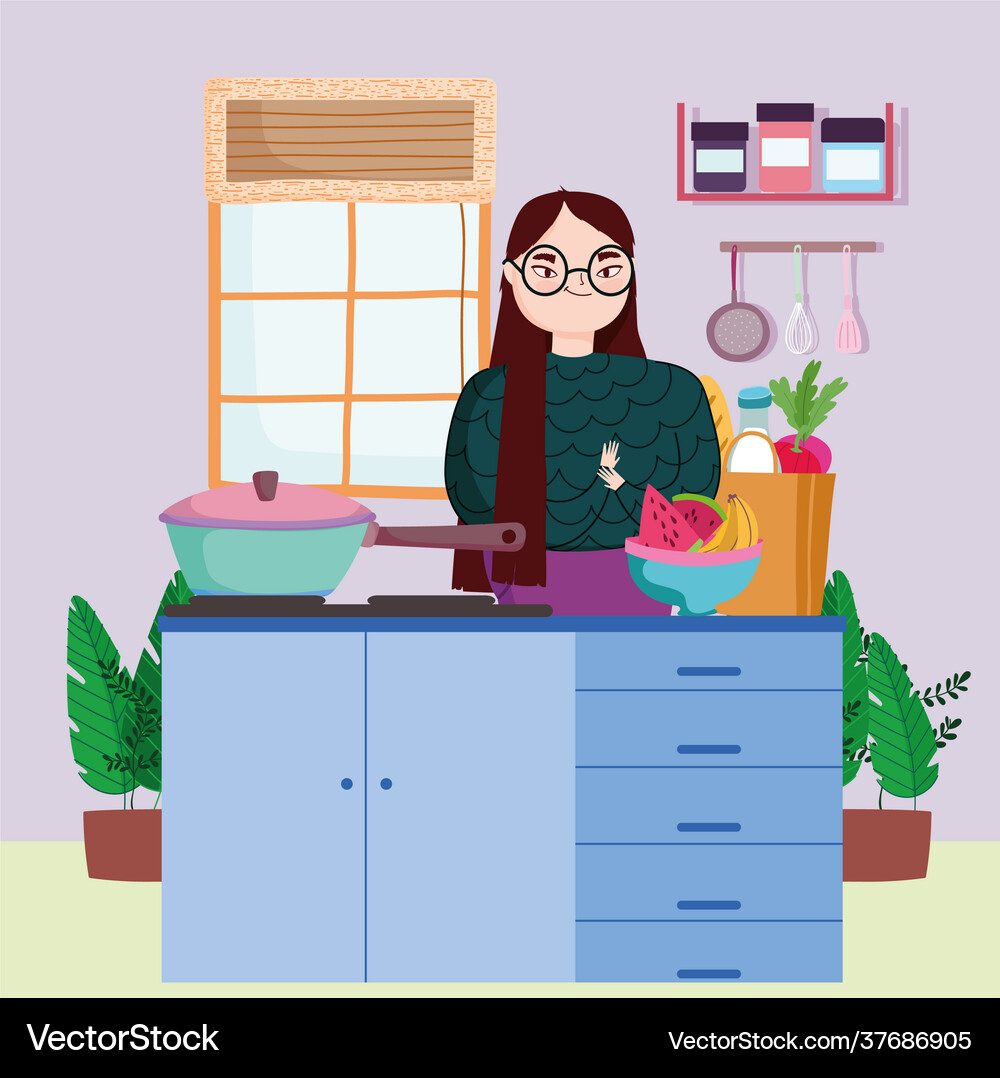 Woman preparing food Royalty Free Vector Image