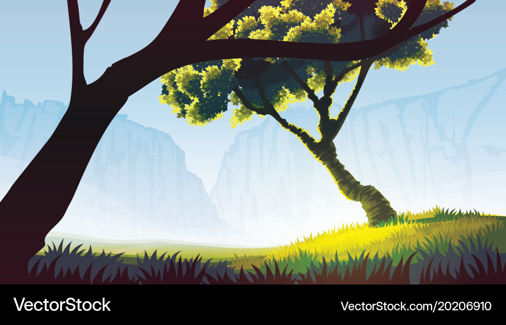 Background of field with trees Royalty Free Vector Image