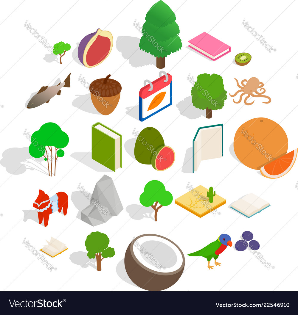 Biological science icons set isometric style Vector Image