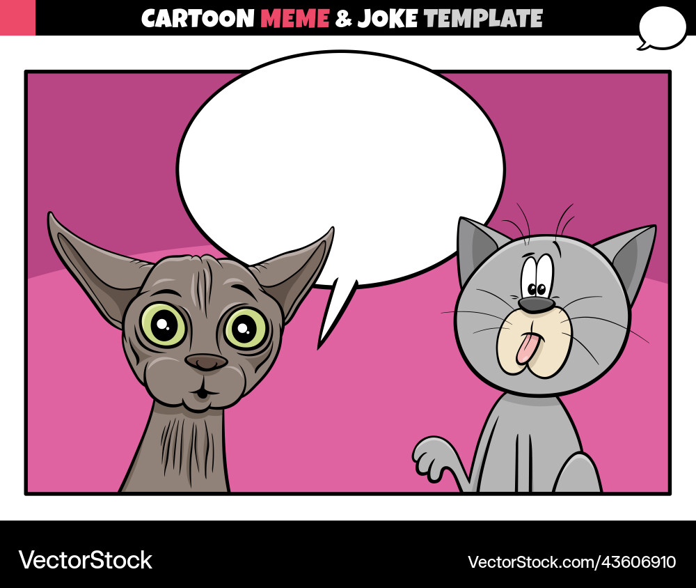 Cartoon meme template with funny cat characters Vector Image