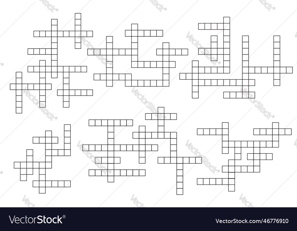 Crossword quiz grids or guess word game layouts Vector Image