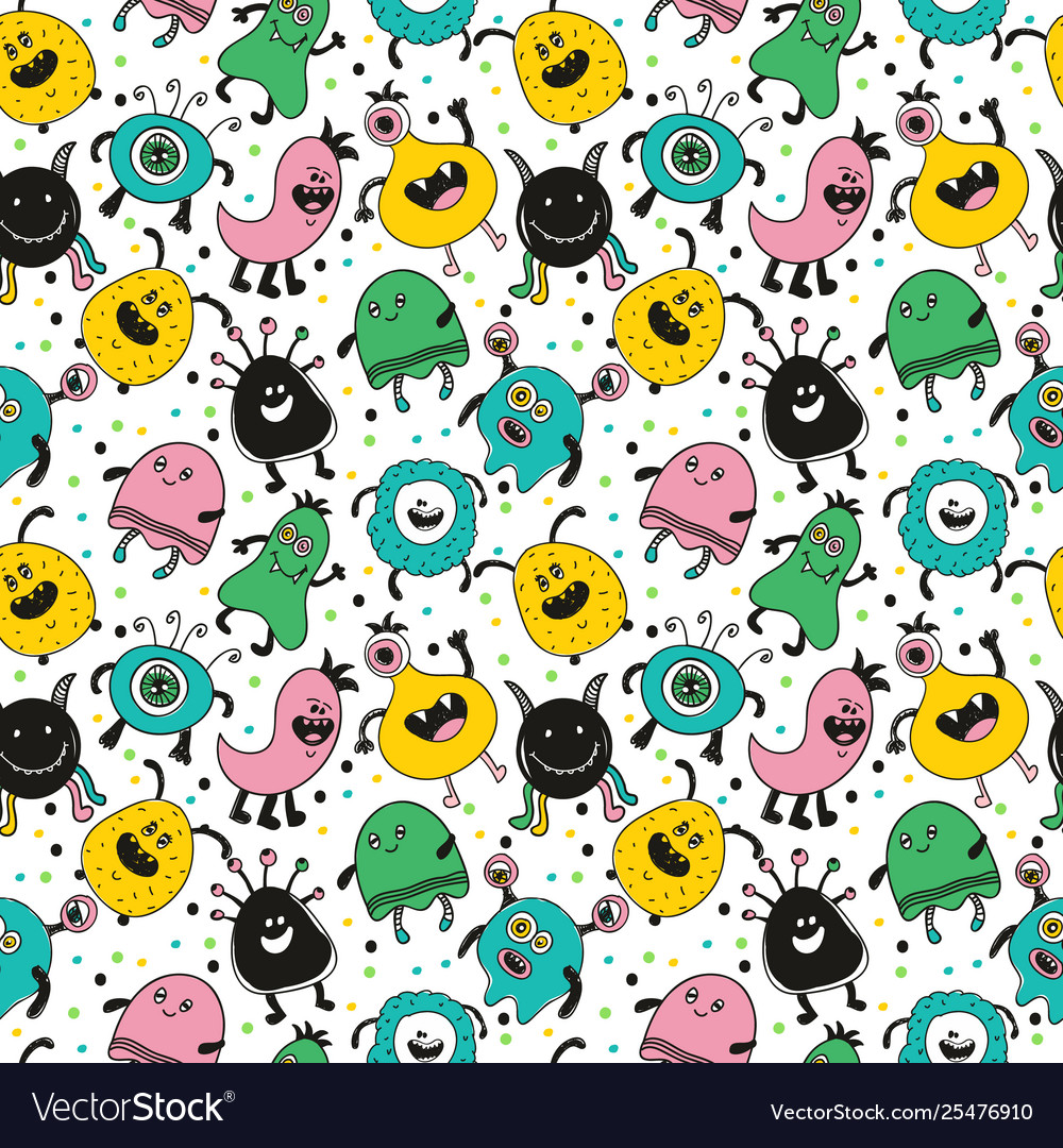 Cute Monster Pattern Royalty Free Vector Image