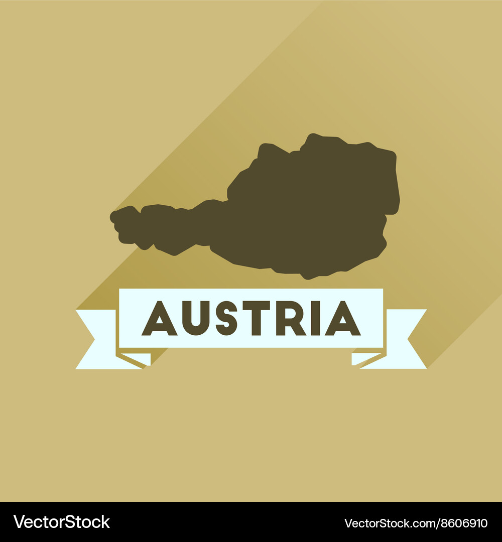 Flat icon with long shadow map of austria Vector Image
