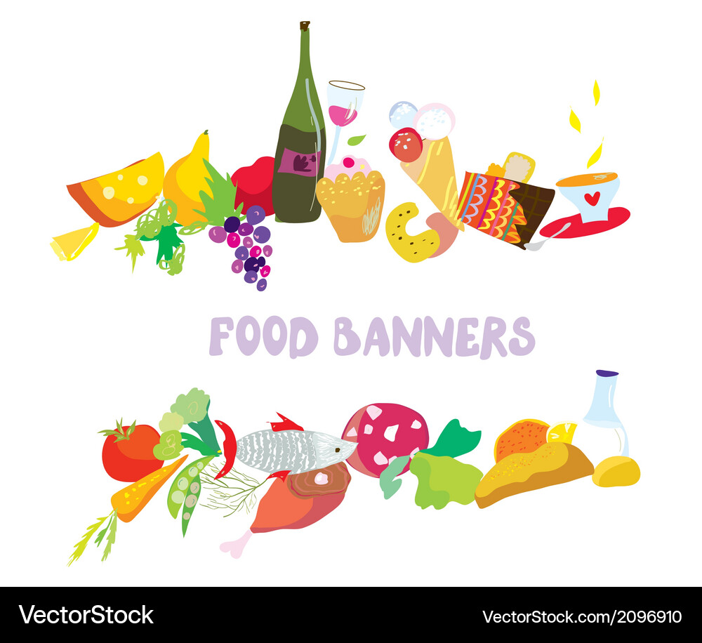 Food banners set cartoon Royalty Free Vector Image