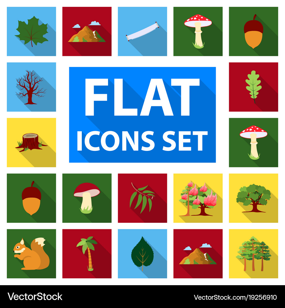 Forest and nature flat icons in set collection Vector Image
