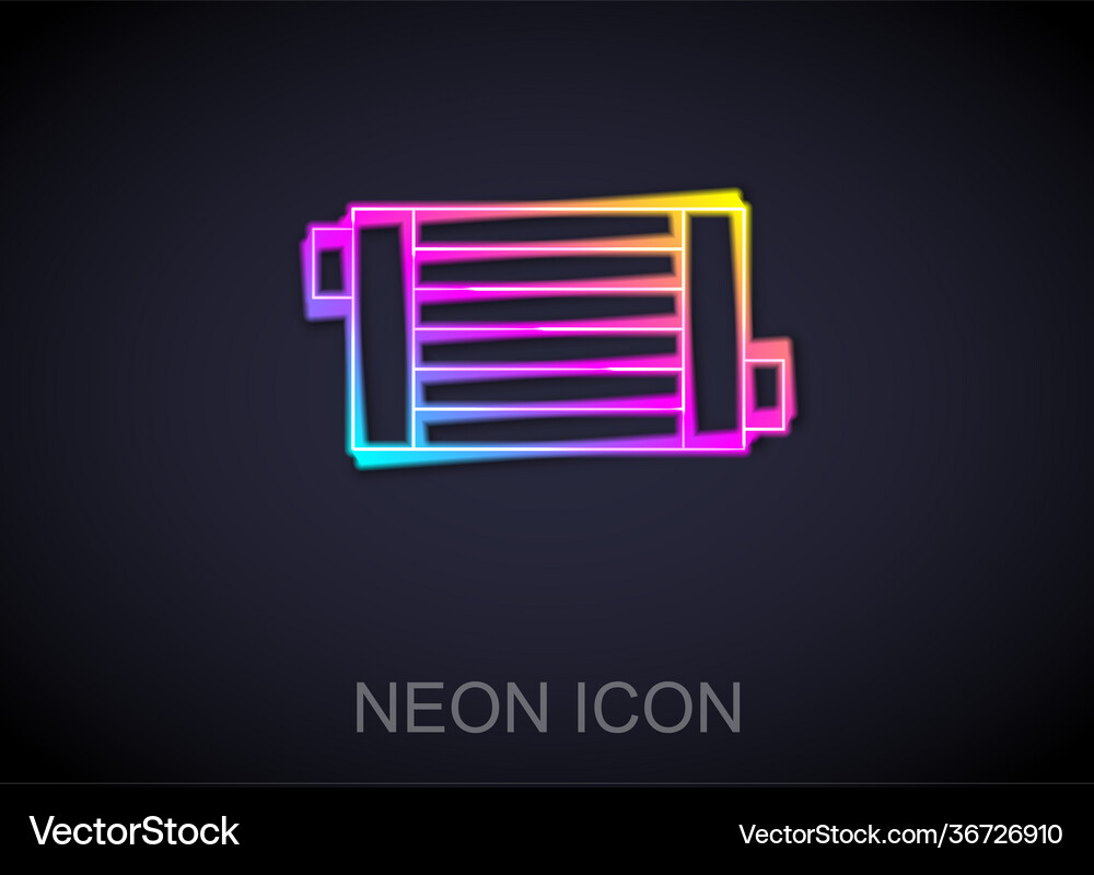 Glowing neon line car radiator cooling system icon