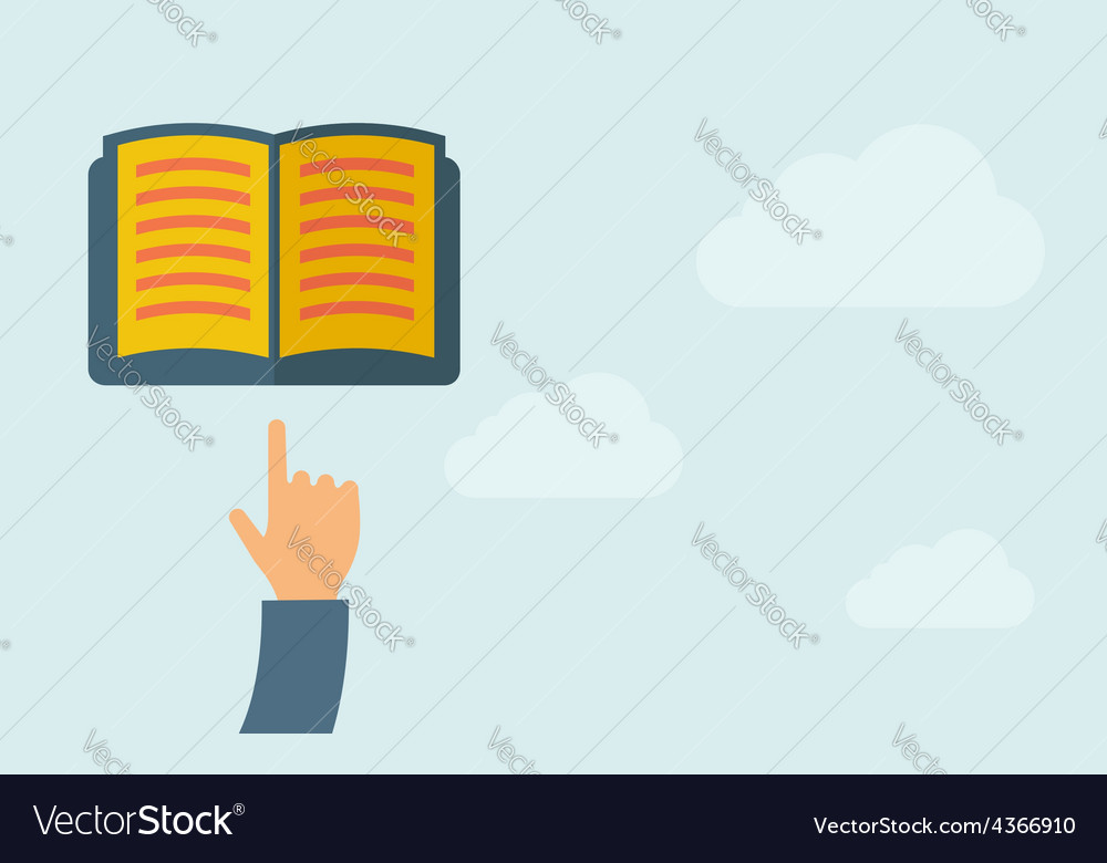 Hand pointing to a book Royalty Free Vector Image