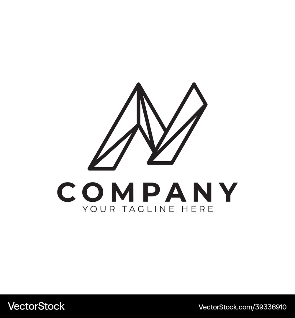 Initial letter n line logo design geometric line Vector Image