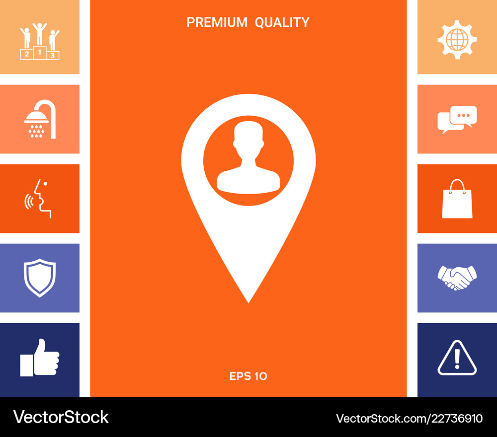 Map pointer with man silhouette Royalty Free Vector Image