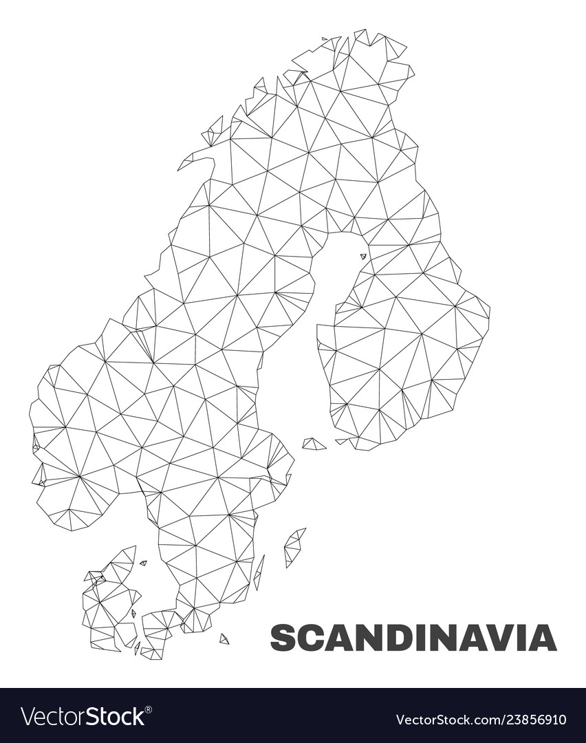 Polygonal mesh scandinavia map Royalty Free Vector Image