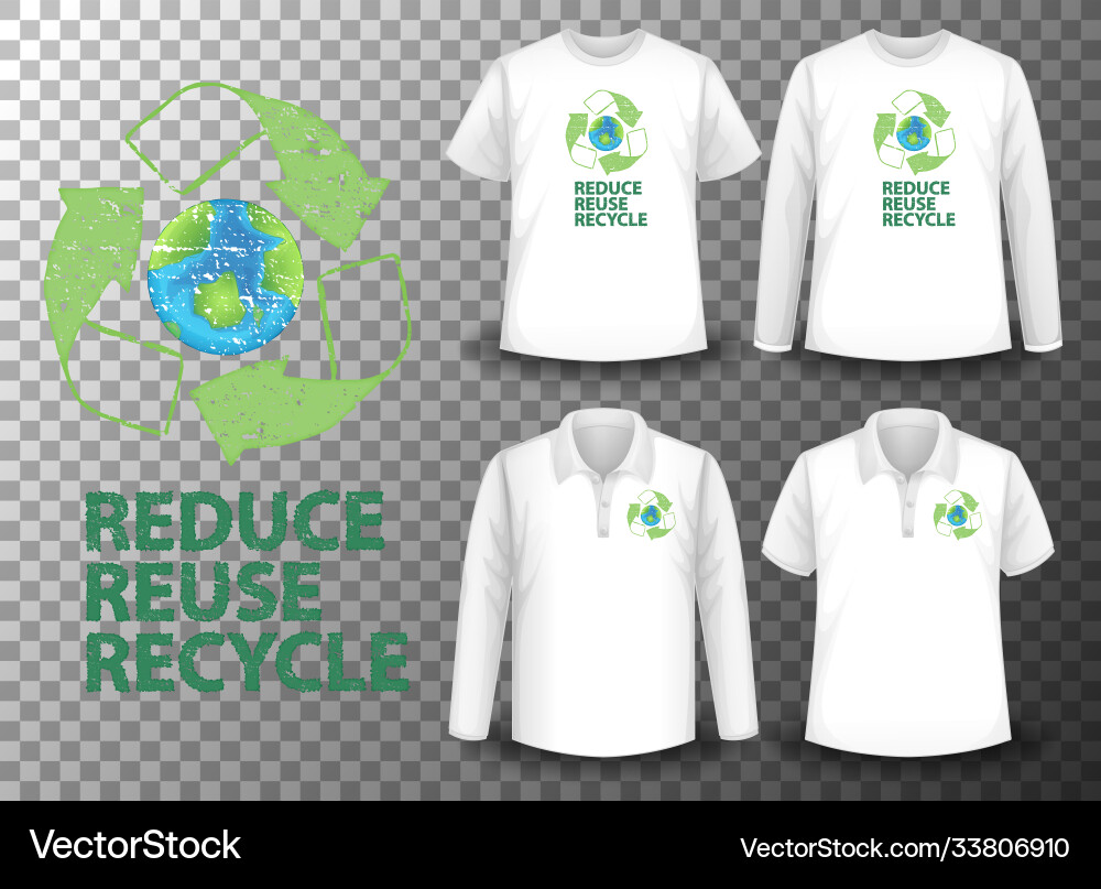 Reduce reuse and recycle logo with set Royalty Free Vector