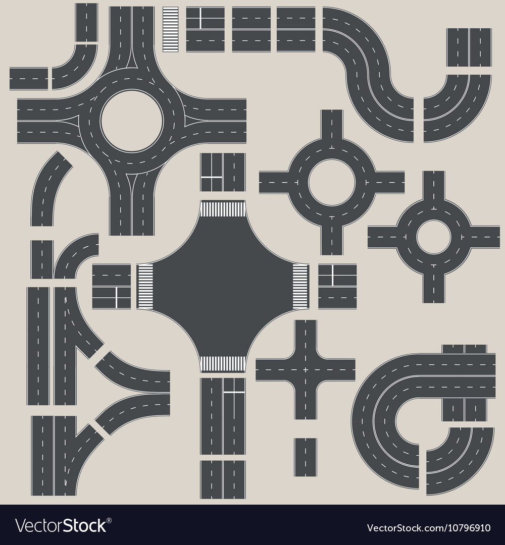 Road elements constructor Create your own road Vector Image