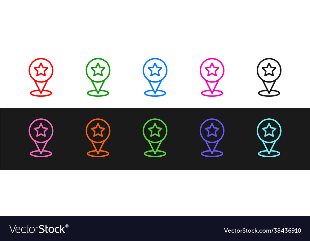Set line map pointer with star icon isolated Vector Image Set line map pointer with star icon isolated Vector Image