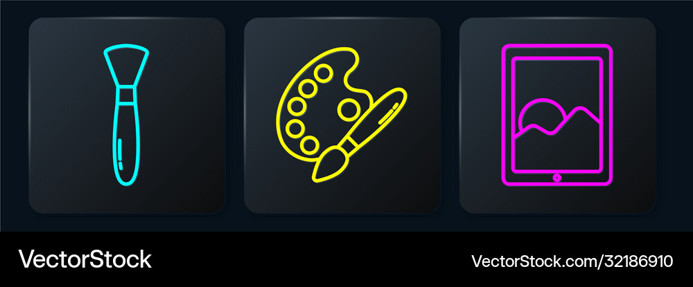 Set line paint brush graphic tablet and paint Vector Image