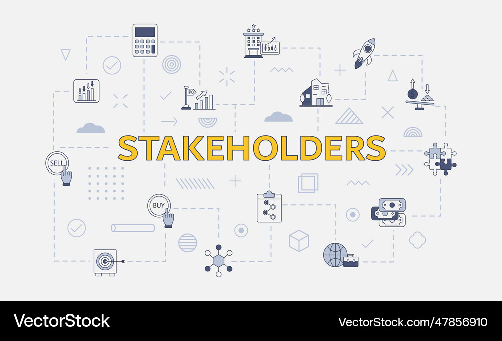 Stakeholders concept with icon set with big word Vector Image