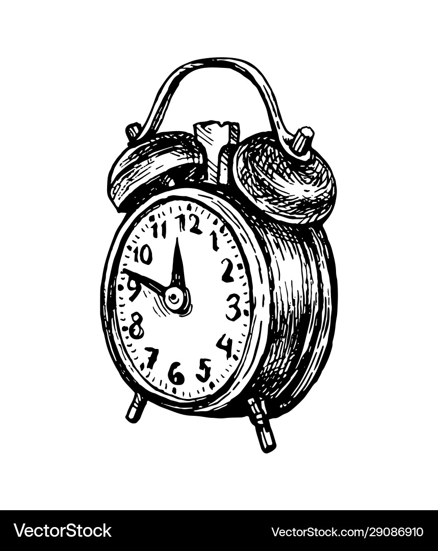 Vintage alarm clock Royalty Free Vector Image - VectorStock