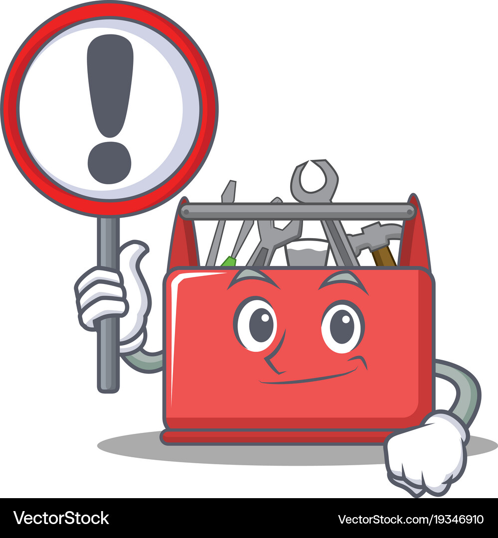 With sign tool box character cartoon Royalty Free Vector