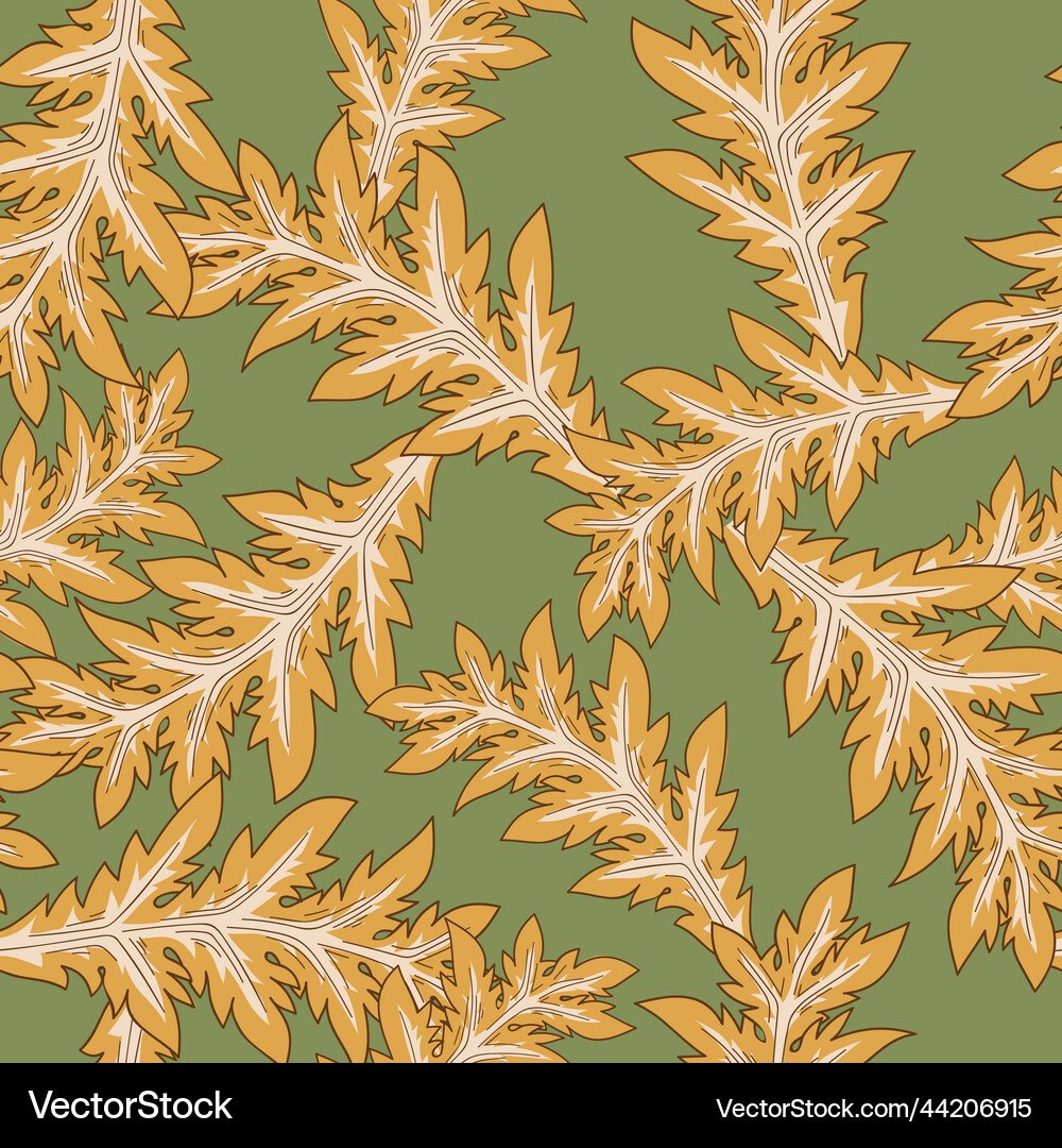 Acanthus leaves in yellow seamless pattern Vector Image