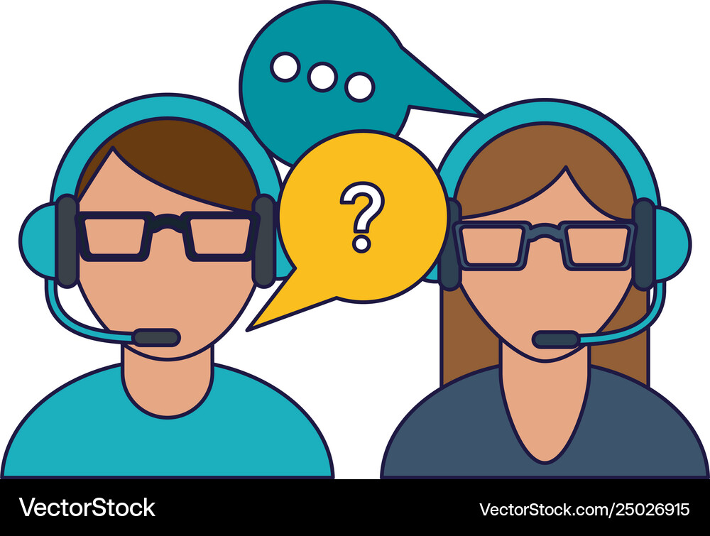 Call center customer service blue lines Royalty Free Vector