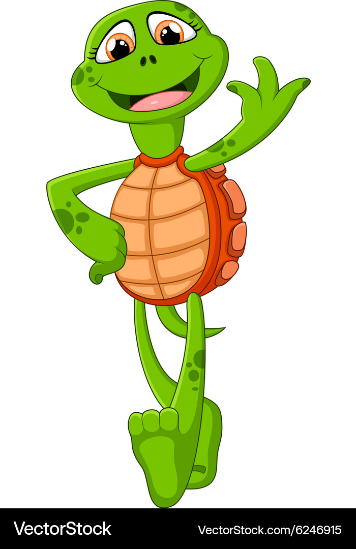 Cartoon cute turtle waving hand Royalty Free Vector Image