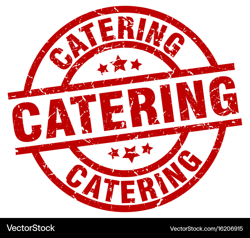 Catering round red grunge stamp Royalty Free Vector Image
