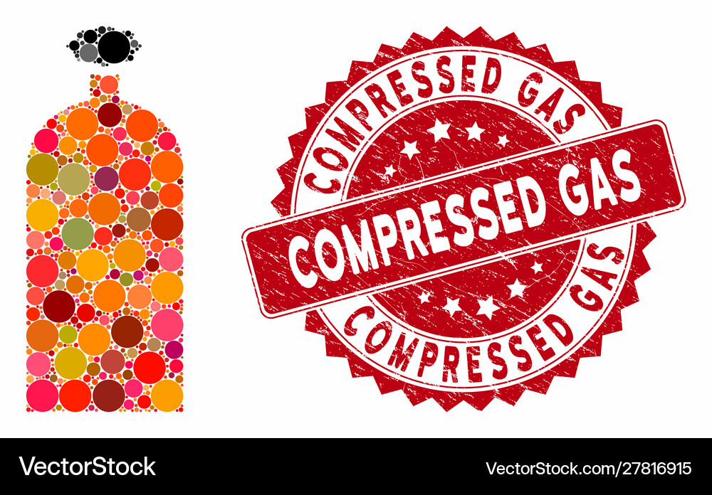 Collage gas cylinder with textured compressed Vector Image