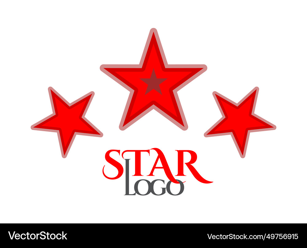 Color logo with three stars and text Royalty Free Vector