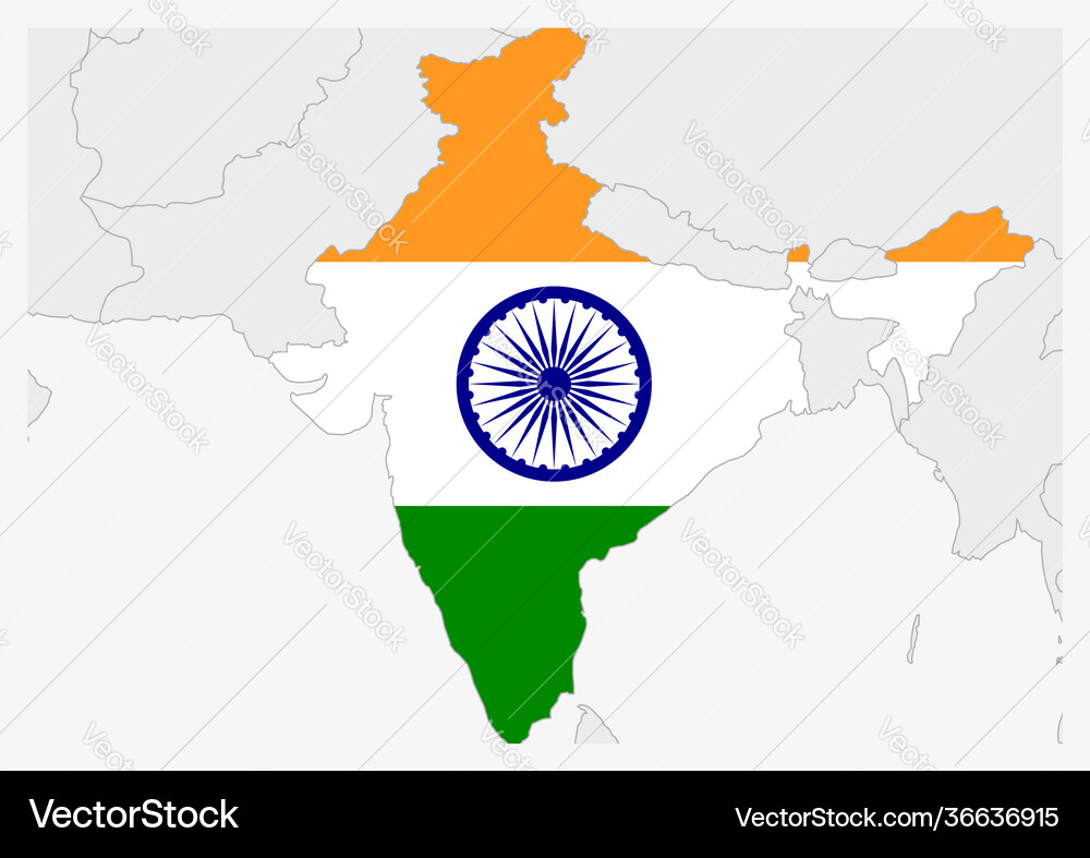 India map highlighted in india flag colors Vector Image
