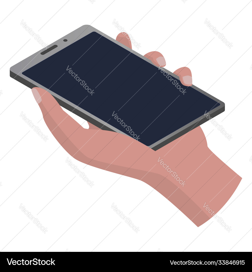 Isometric smartphone in hand isolated on white Vector Image