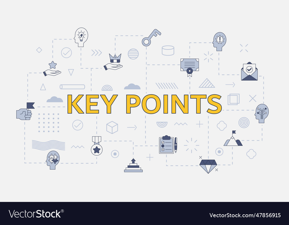 Key points concept with icon set with big word Vector Image