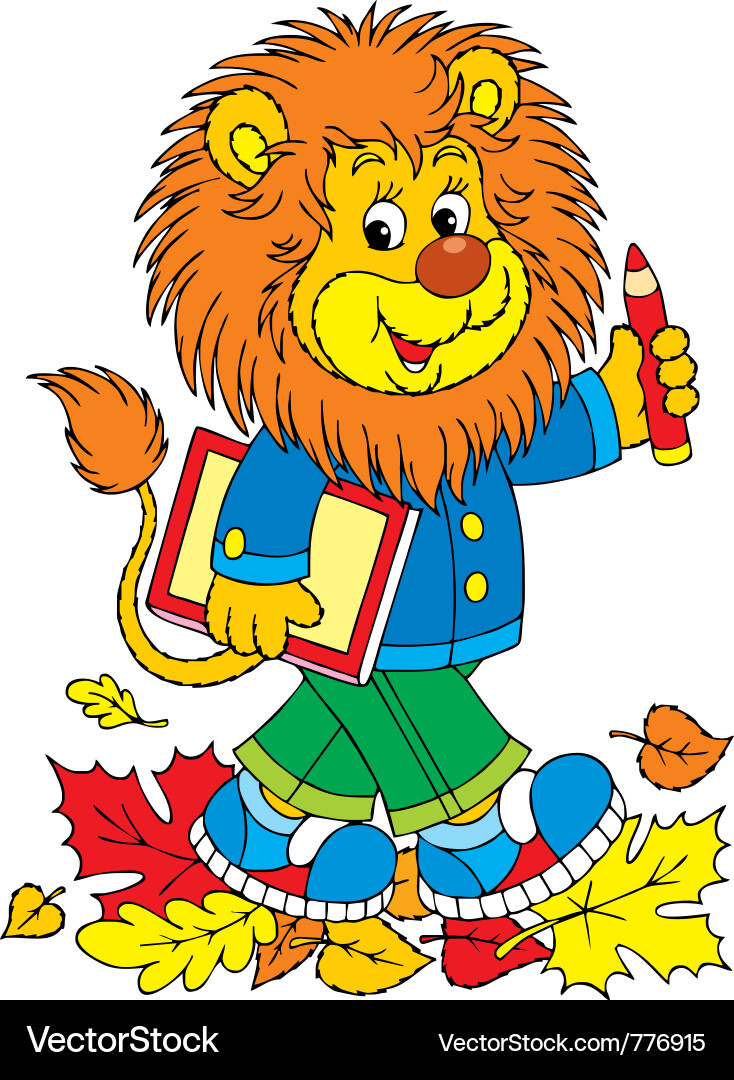 Lion school student Royalty Free Vector Image - VectorStock