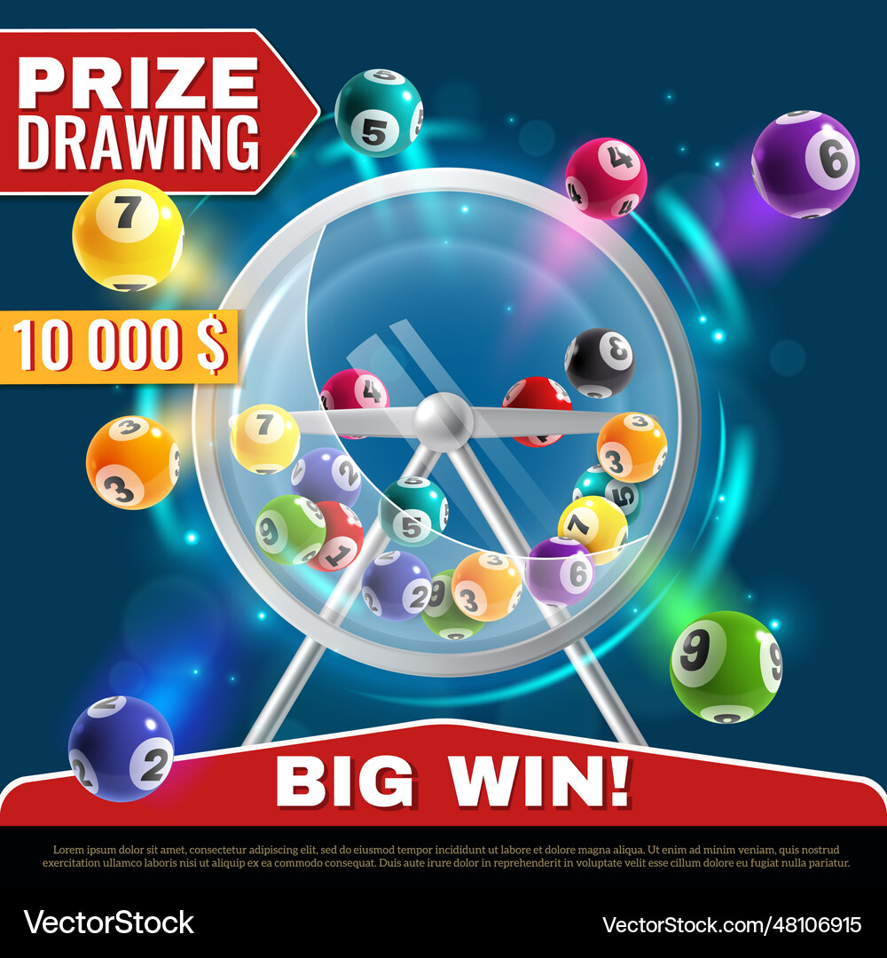 Lottery machine wheel drum with lotto balls Vector Image