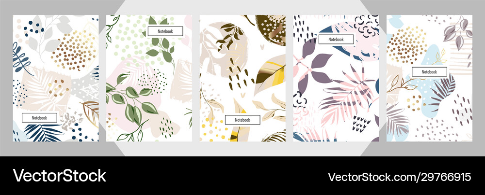 Modern abstract floral art notebook background Vector Image