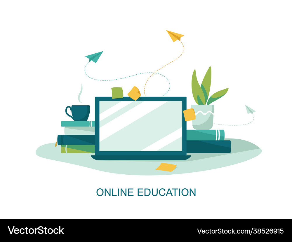 Online education concept at home Royalty Free Vector Image