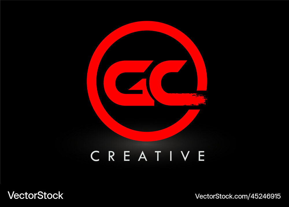 Red gc brush letter logo design creative brushed Vector Image