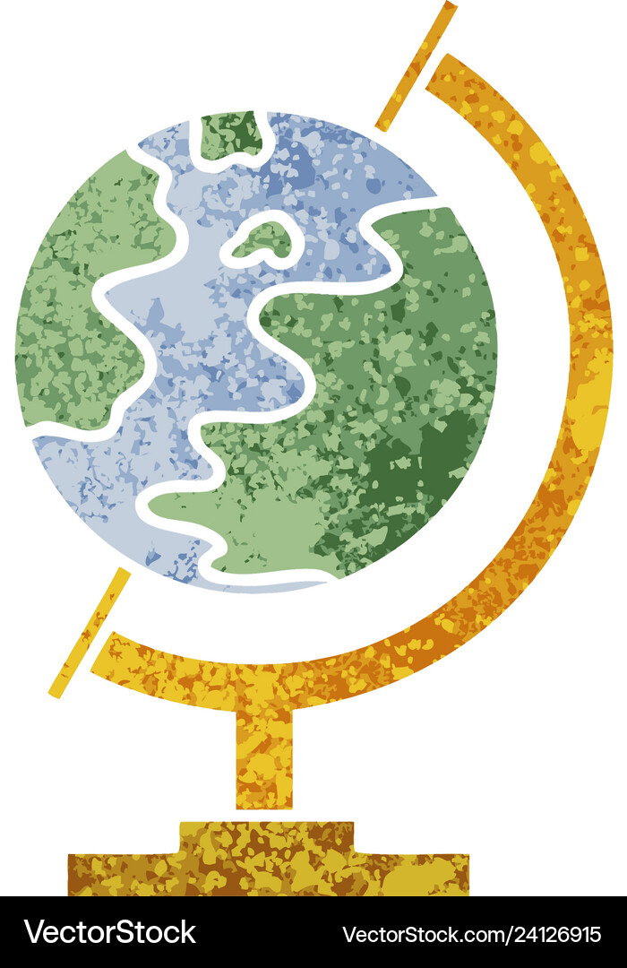 Retro style cartoon world globe Royalty Free Vector Image