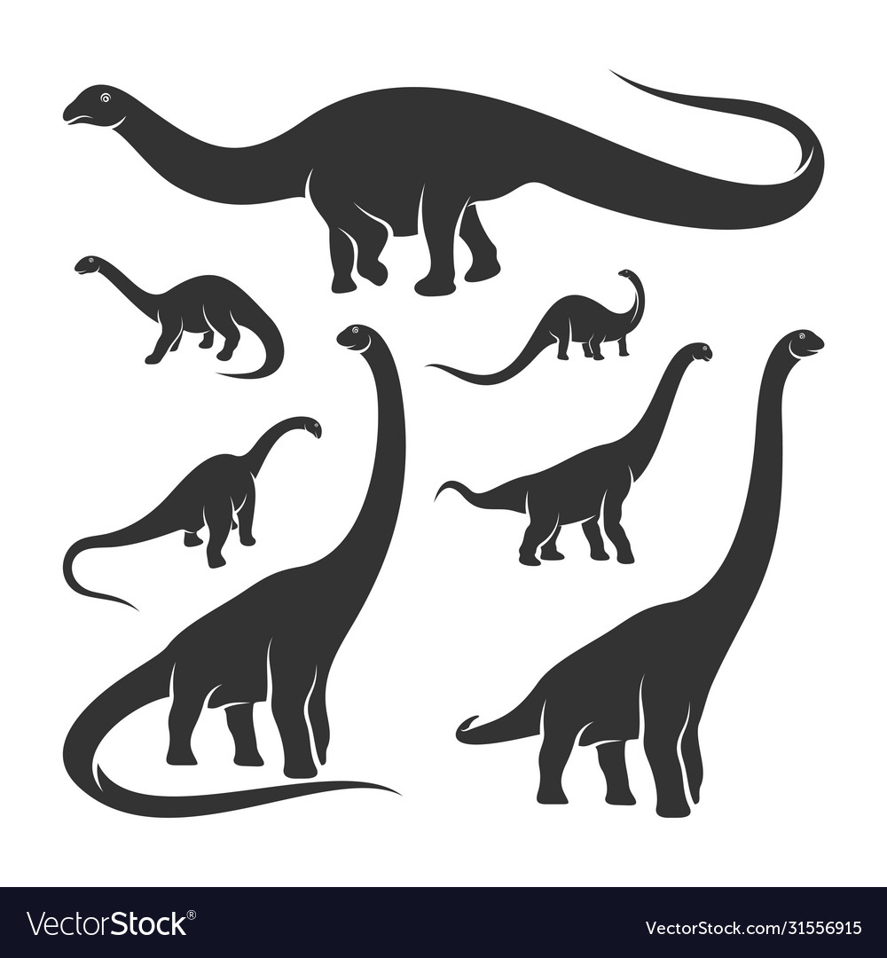 Set brontosaurus logo design icon symbol Vector Image