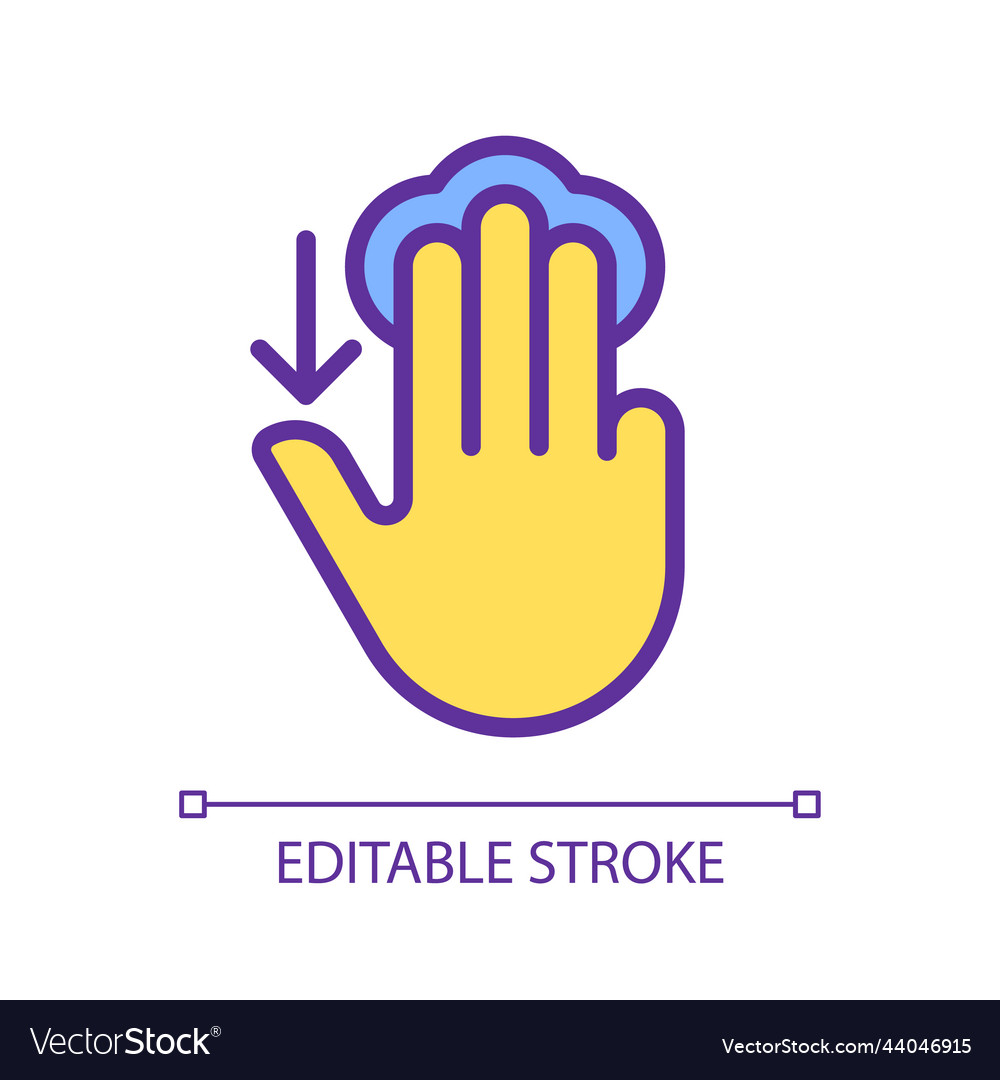 Three finger touch downwards pixel perfect yellow Vector Image Three finger touch downwards pixel perfect yellow Vector Image