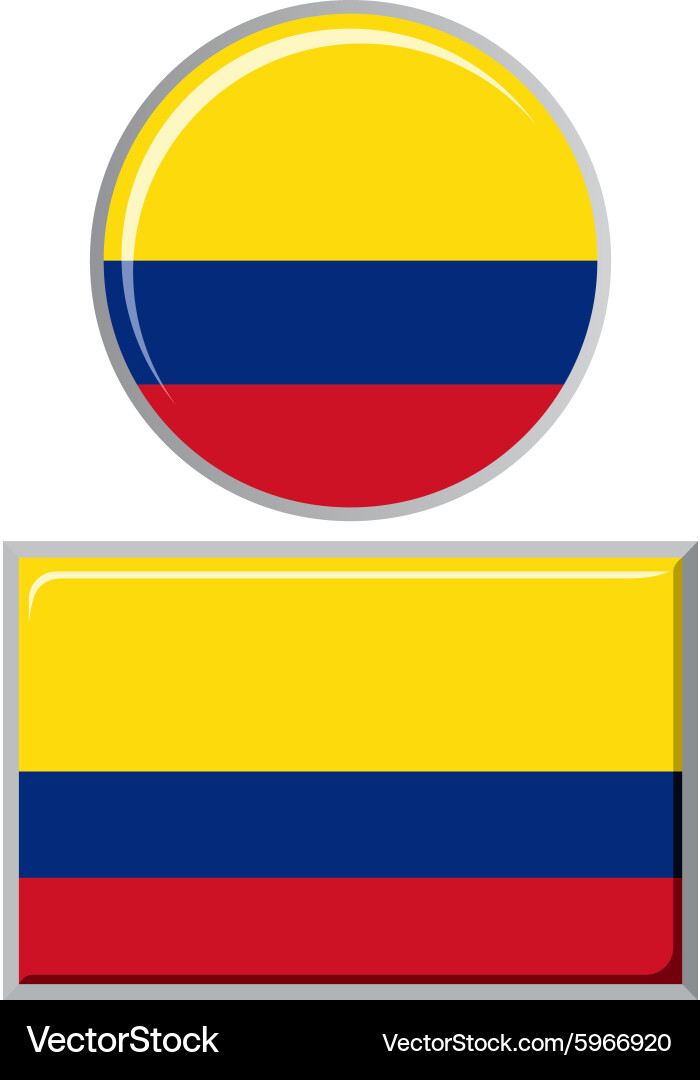 Colombian round and square icon flag Royalty Free Vector
