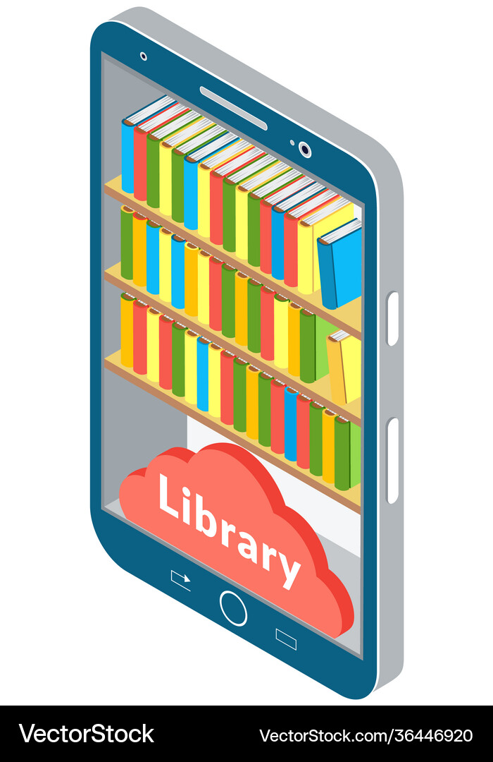 Digital online library on smartphone distance Vector Image