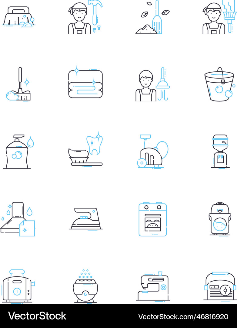Household maintenance linear icons set cleaning Vector Image