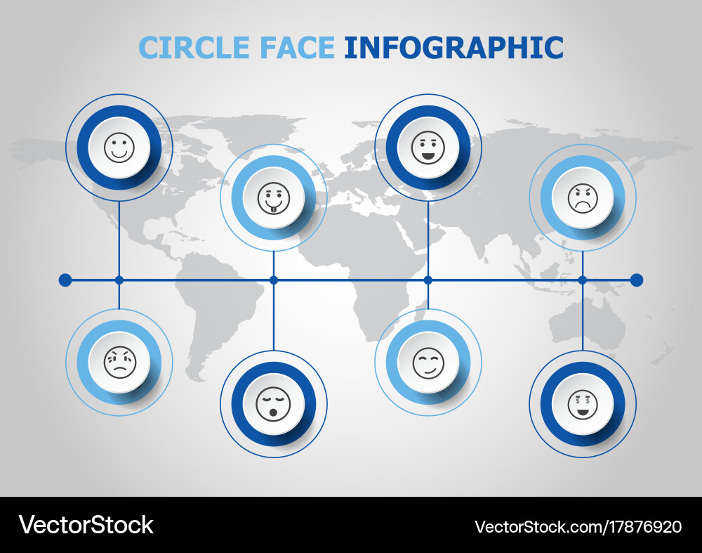 Infographic design with circle face icons Vector Image