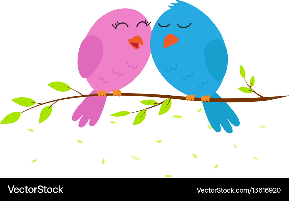 Love bird on a branch Royalty Free Vector Image