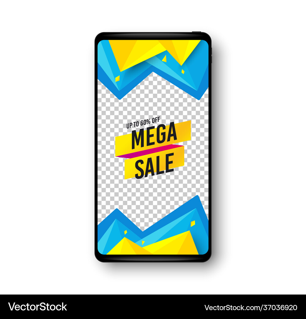 Mega sale sticker discount banner shape Royalty Free Vector